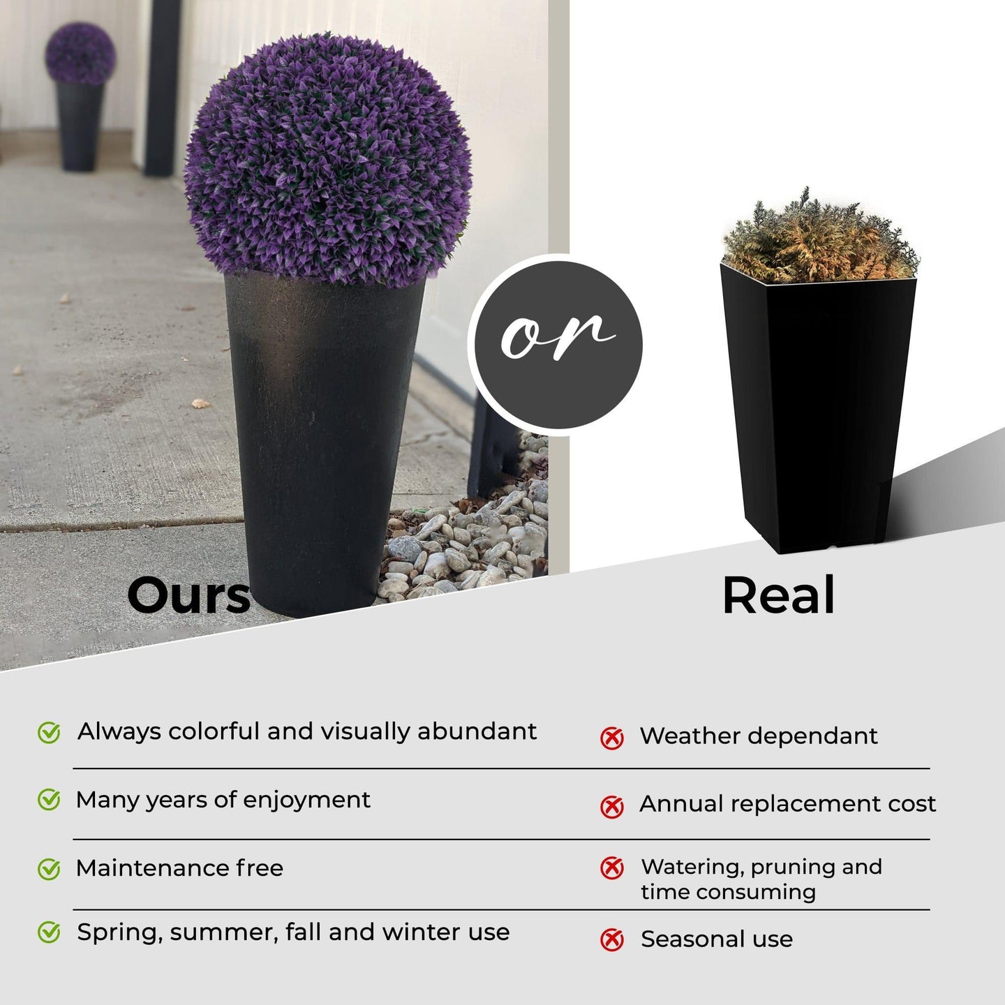 16” Pair of Large - Jagged Purple Leaf Topiary Balls – 365 Curb Appeal