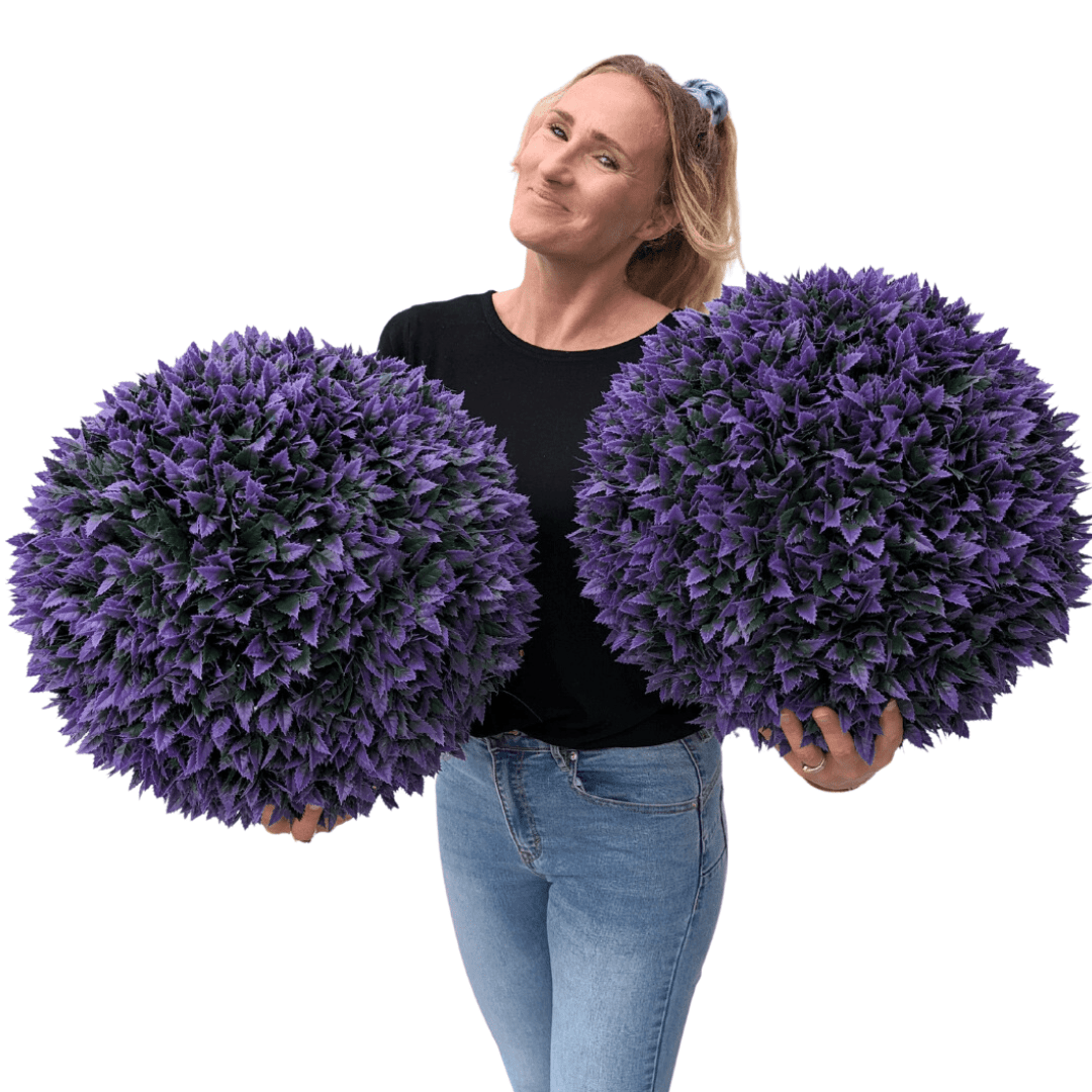16” Pair of Large - Jagged Purple Leaf Topiary Balls – 365 Curb Appeal